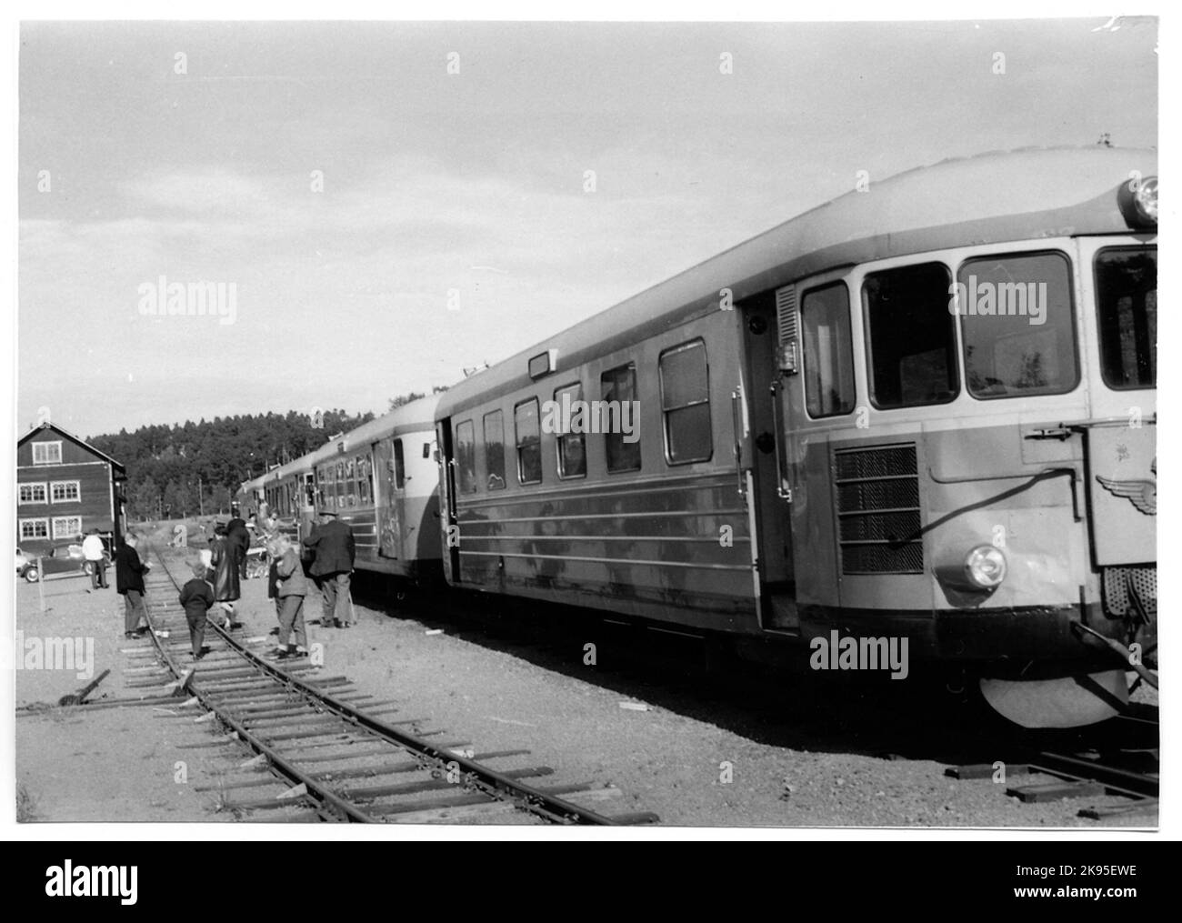 Last day's passenger train at Ringarum station Stock Photo - Alamy