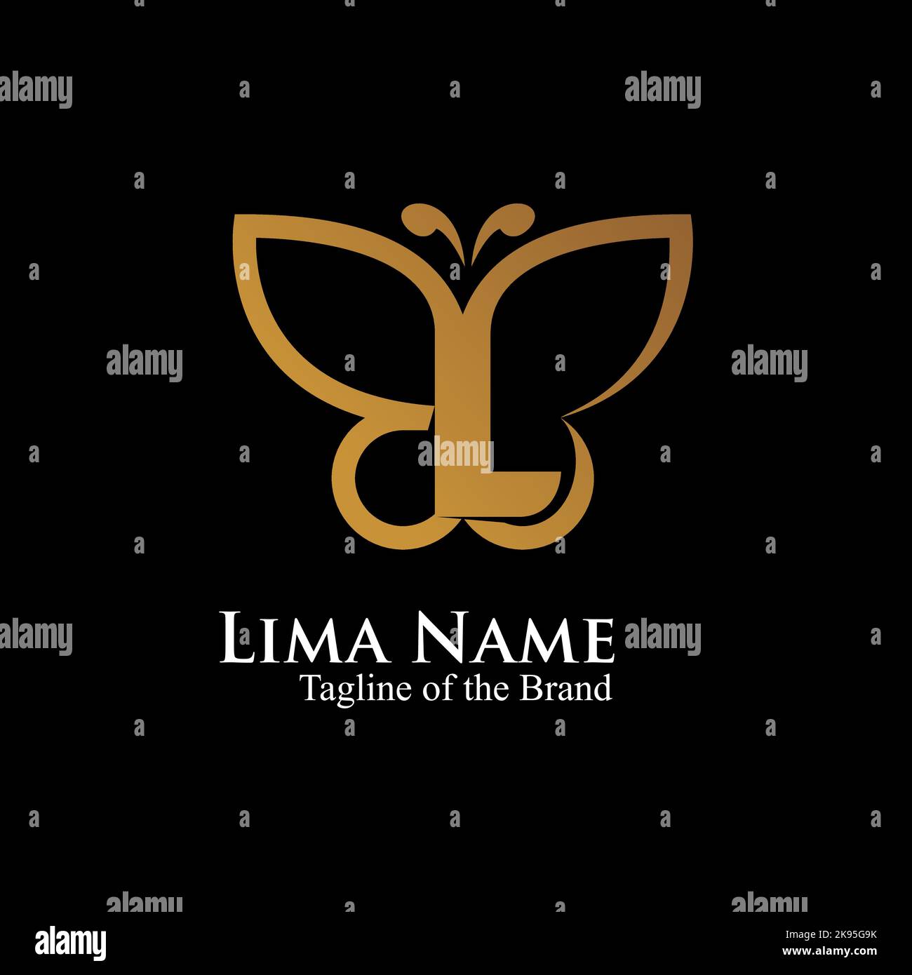 letter L inside buterfly logo. initial text luxury logo. outline ...