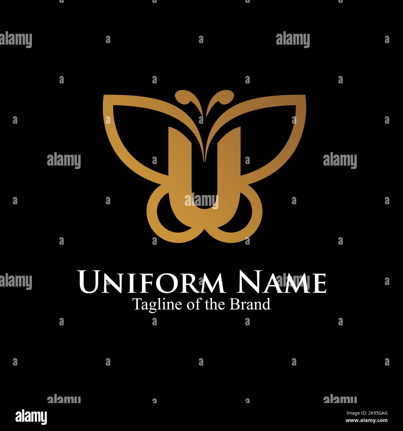 letter U inside buterfly logo. initial text luxury logo. outline ...