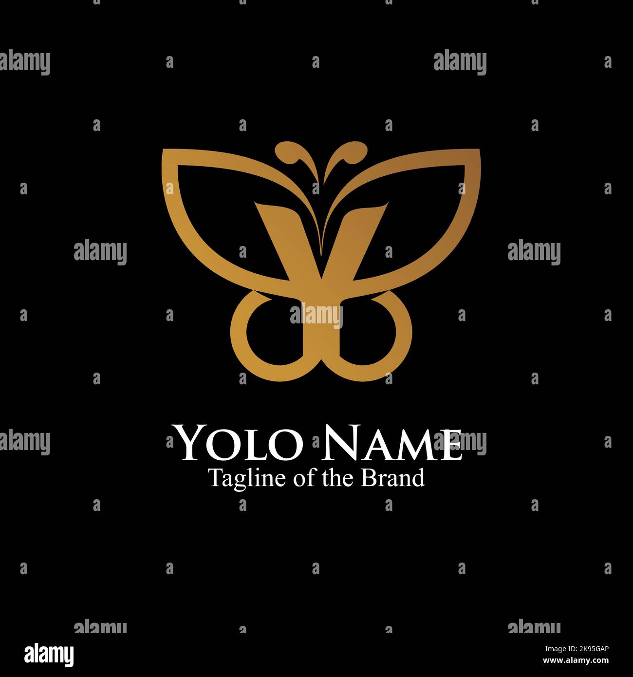 letter Y inside buterfly logo. initial text luxury logo. outline ...