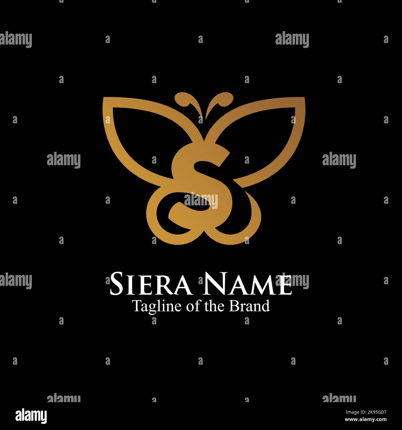 letter S inside buterfly logo. initial text luxury logo. outline ...