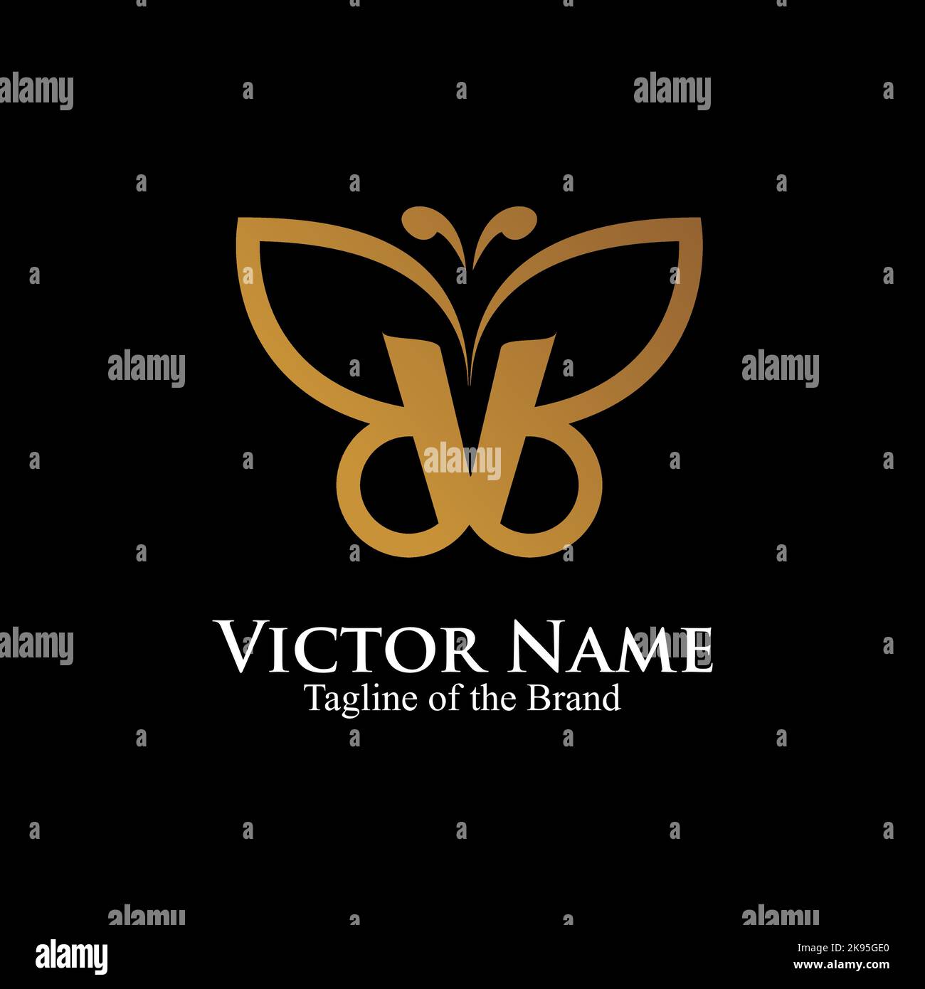 letter V inside buterfly logo. initial text luxury logo. outline ...