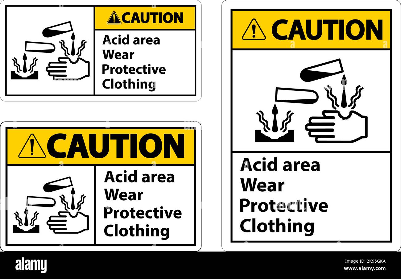 Caution Acid Area Wear Protective Clothing Sign Stock Vector Image ...