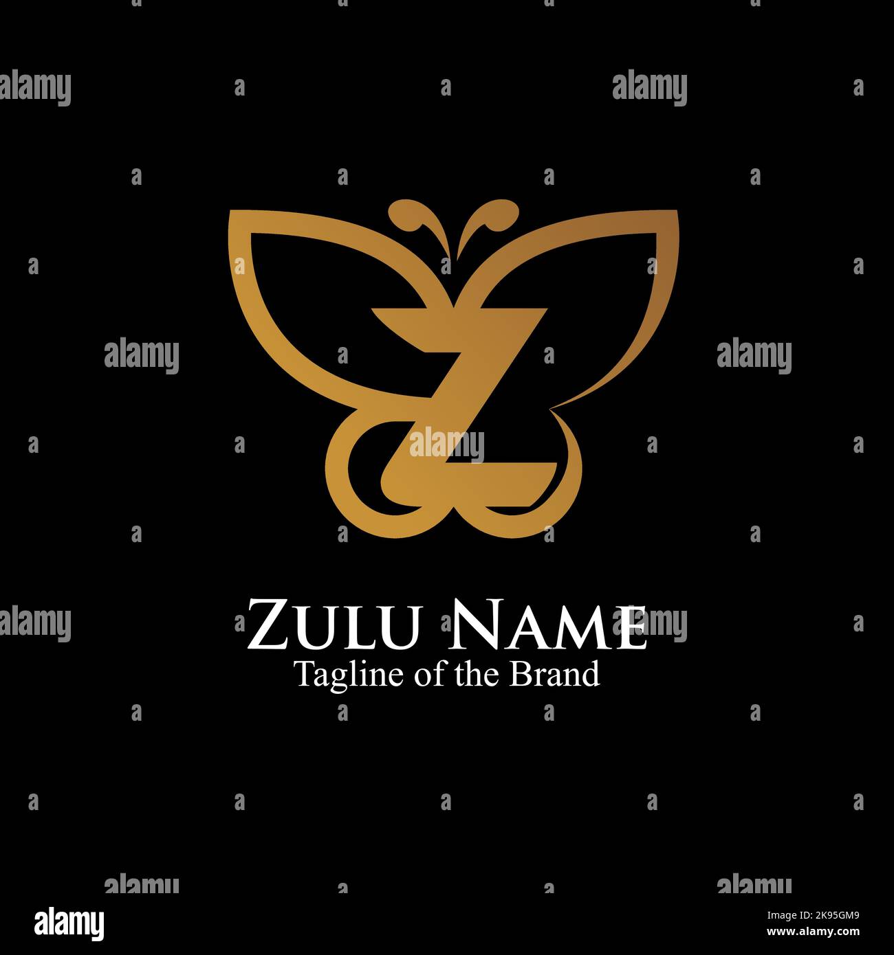 letter Z inside buterfly logo. initial text luxury logo. outline ...