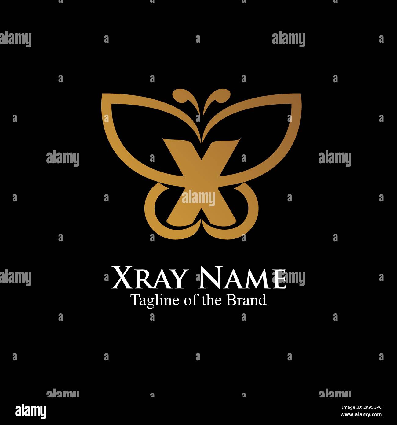 letter X inside buterfly logo. initial text luxury logo. outline ...