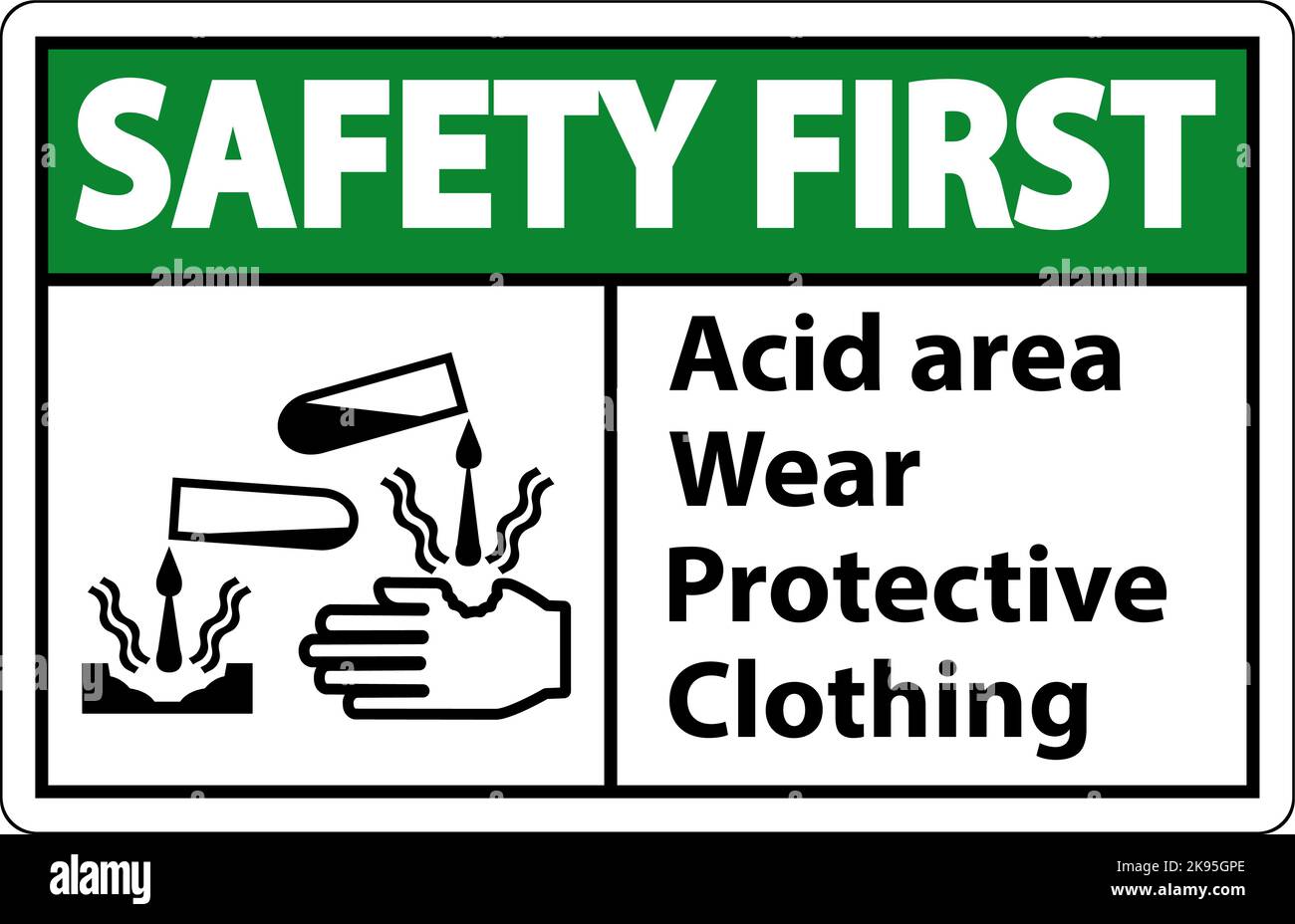 Safety First Acid Area Wear Protective Clothing Sign Stock Vector Image ...