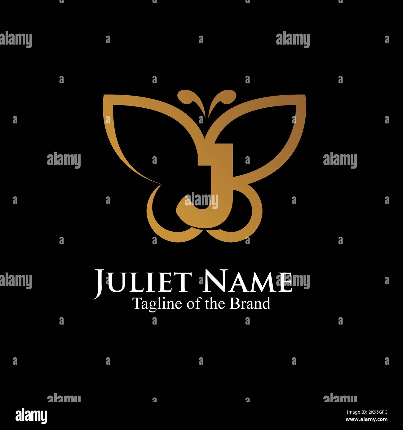 letter J inside buterfly logo. initial text luxury logo. outline ...