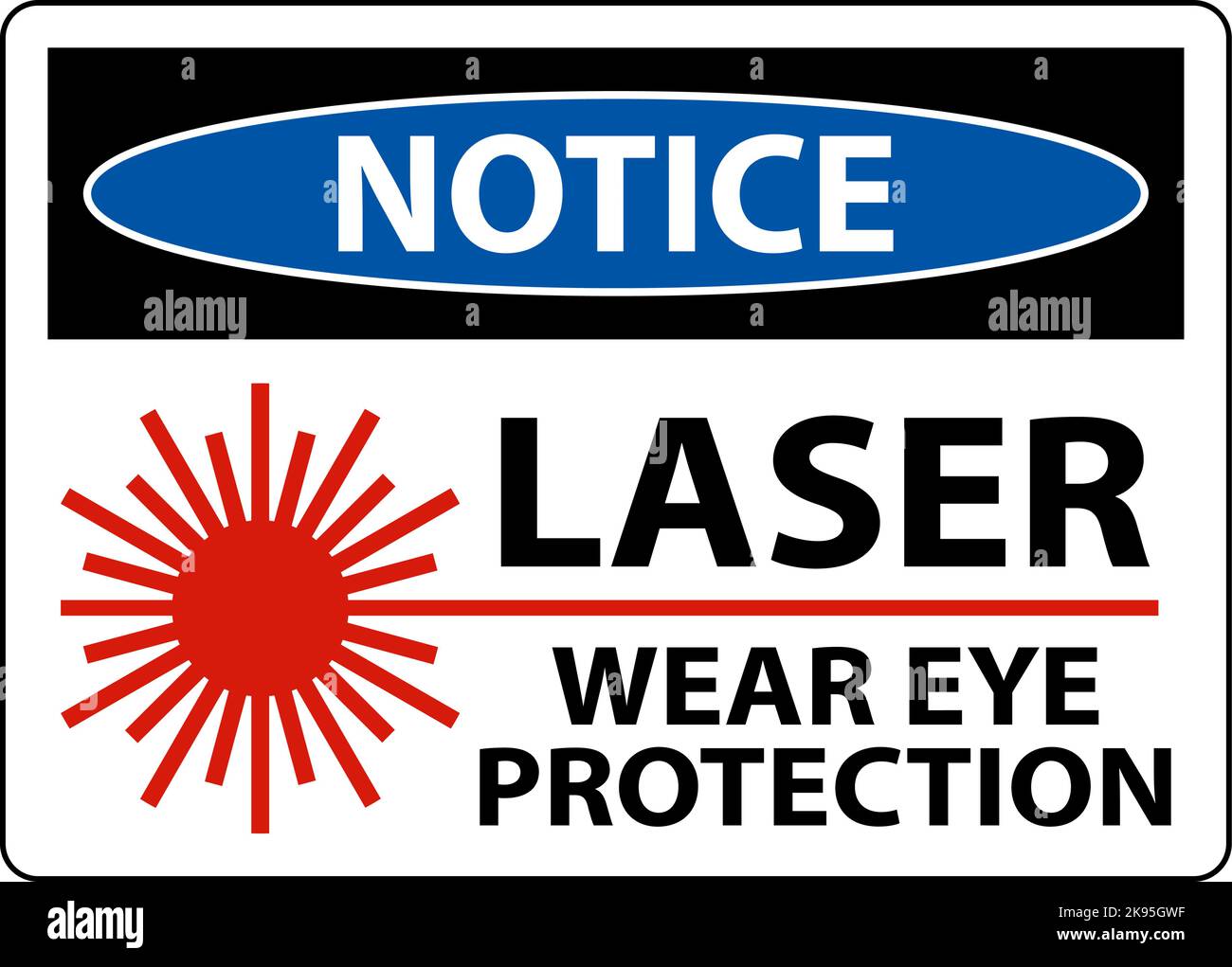 Notice Laser Wear Eye Protection Sign On White Background Stock Vector ...