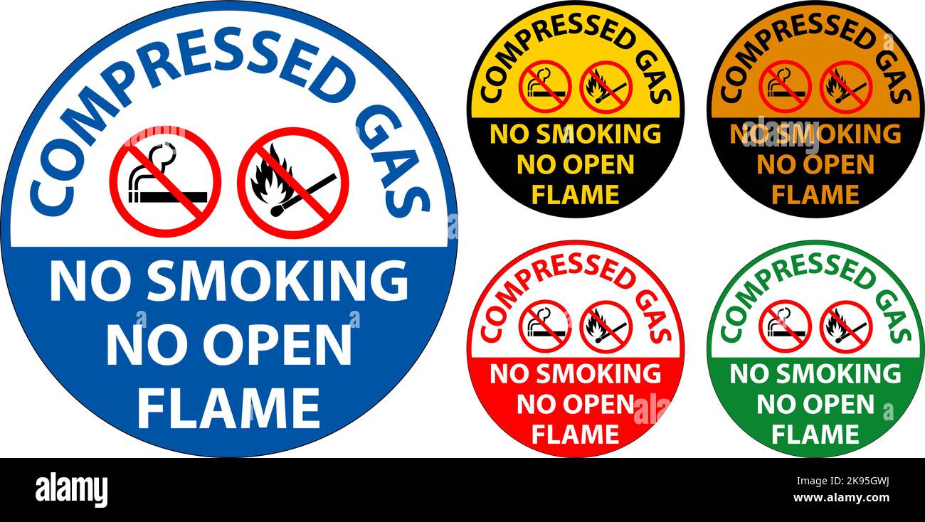 Compressed Gas No Smoking No Open Flame Floor Sign Stock Vector Image ...