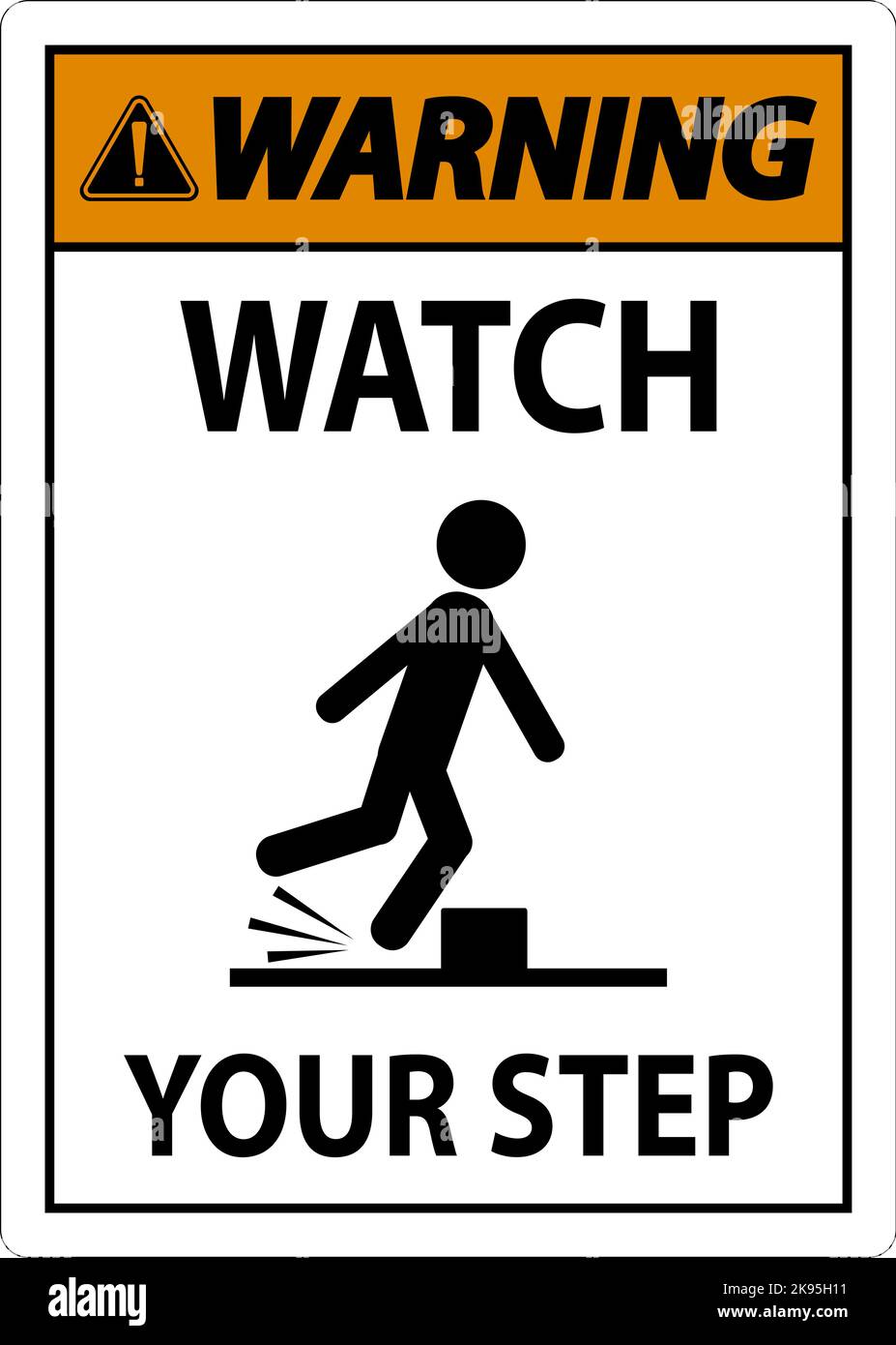 Warning Watch Your Step Sign On White Background Stock Vector Image ...