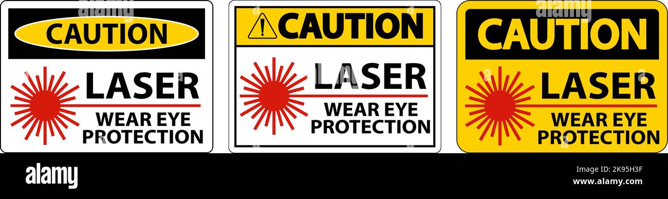 Caution sign wear eye protection in this area hi-res stock photography ...