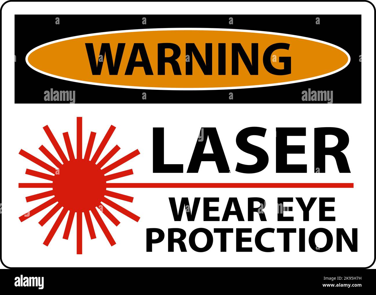 Warning Laser Wear Eye Protection Sign On White Background Stock Vector ...
