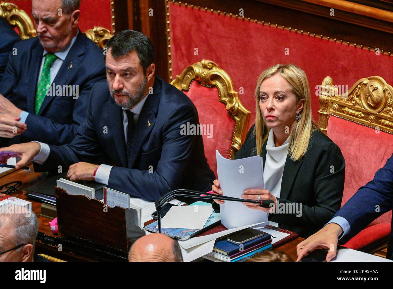 Roma, Italy. 26th Oct, 2022. Giorgia Meloni during the session in the ...