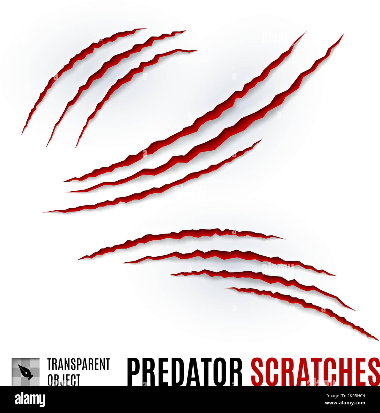 Animal Red Scratches on White background. Claw Scratch Mark. Animal ...
