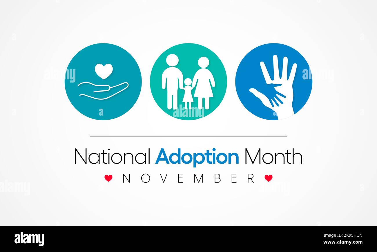National Adoption month is observed every year in November. Vector ...