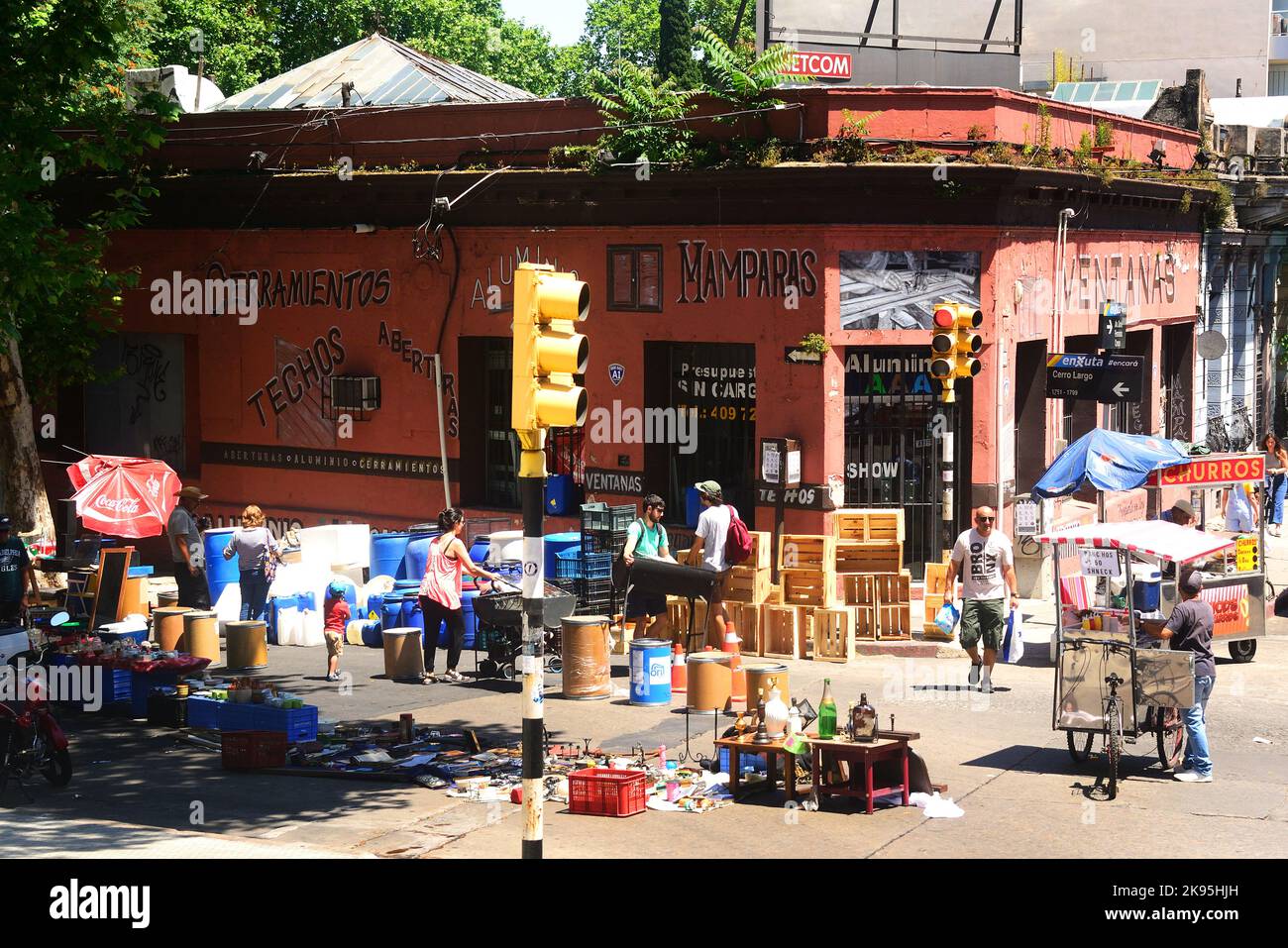 A group of street traders in downtown Montevideo, Uruguay Stock Photo ...