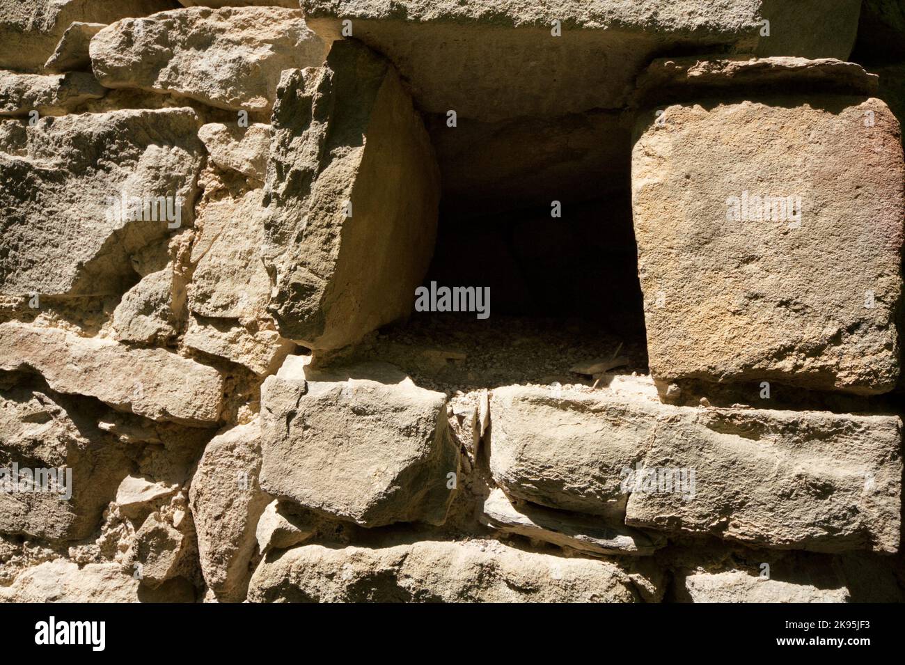 Remains of the collapsed Saint Michael’s Church near the cave where ...