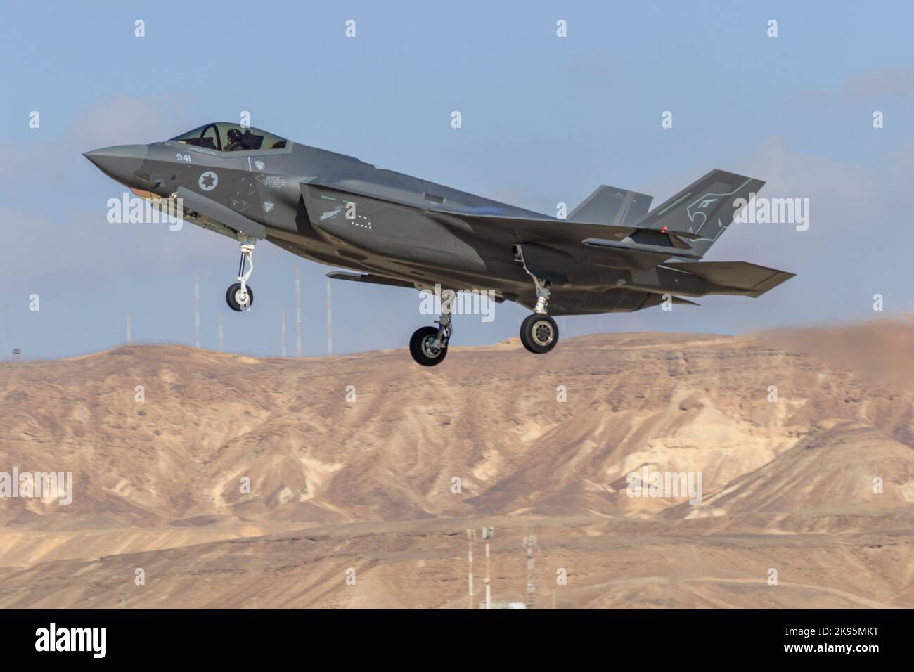 A F-35 at IAF Blue Flag taking off in the blue sky Stock Photo - Alamy