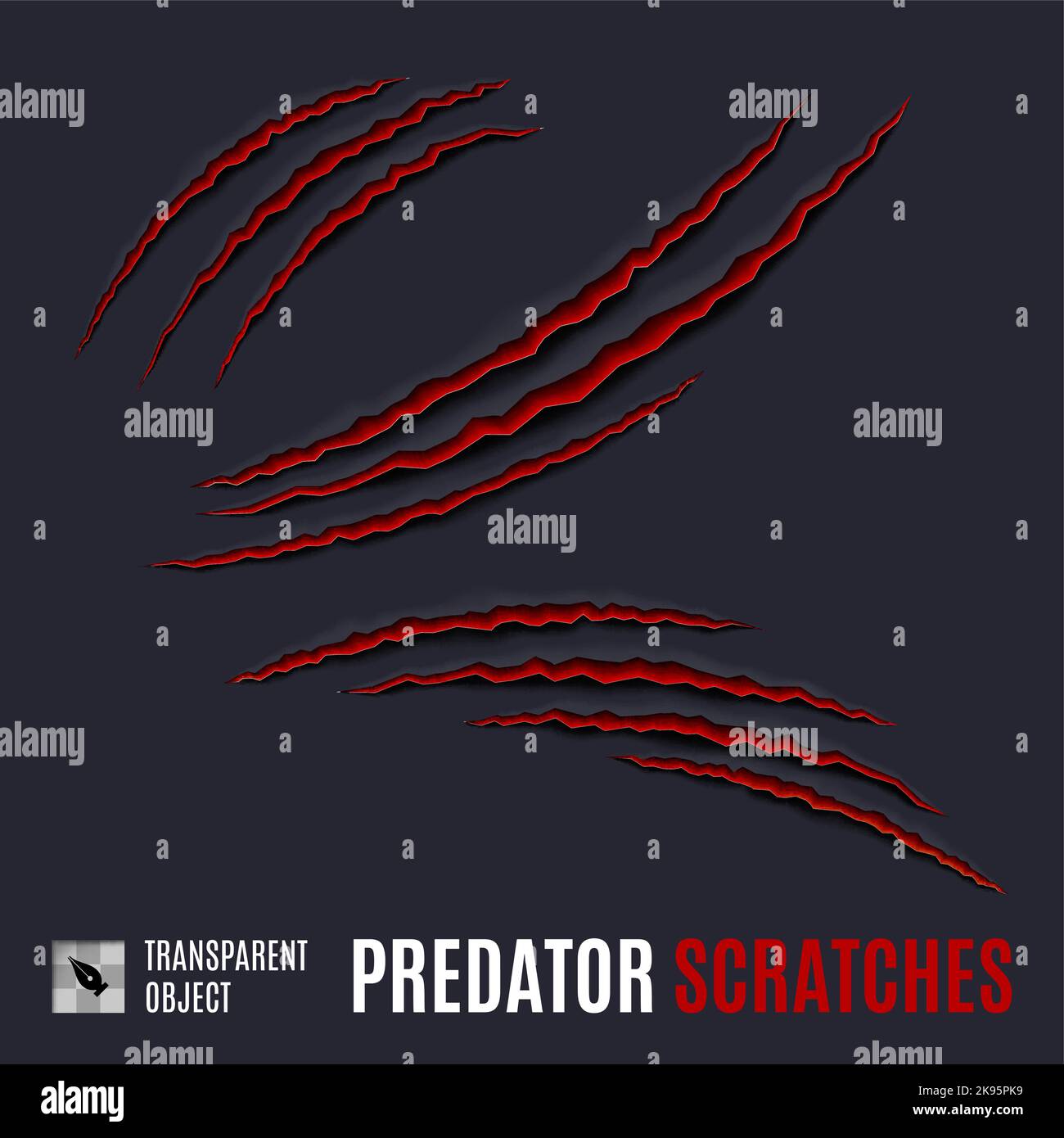 Animal Red Scratches on Dark Background. Claw Scratch Mark. Paper Claws ...