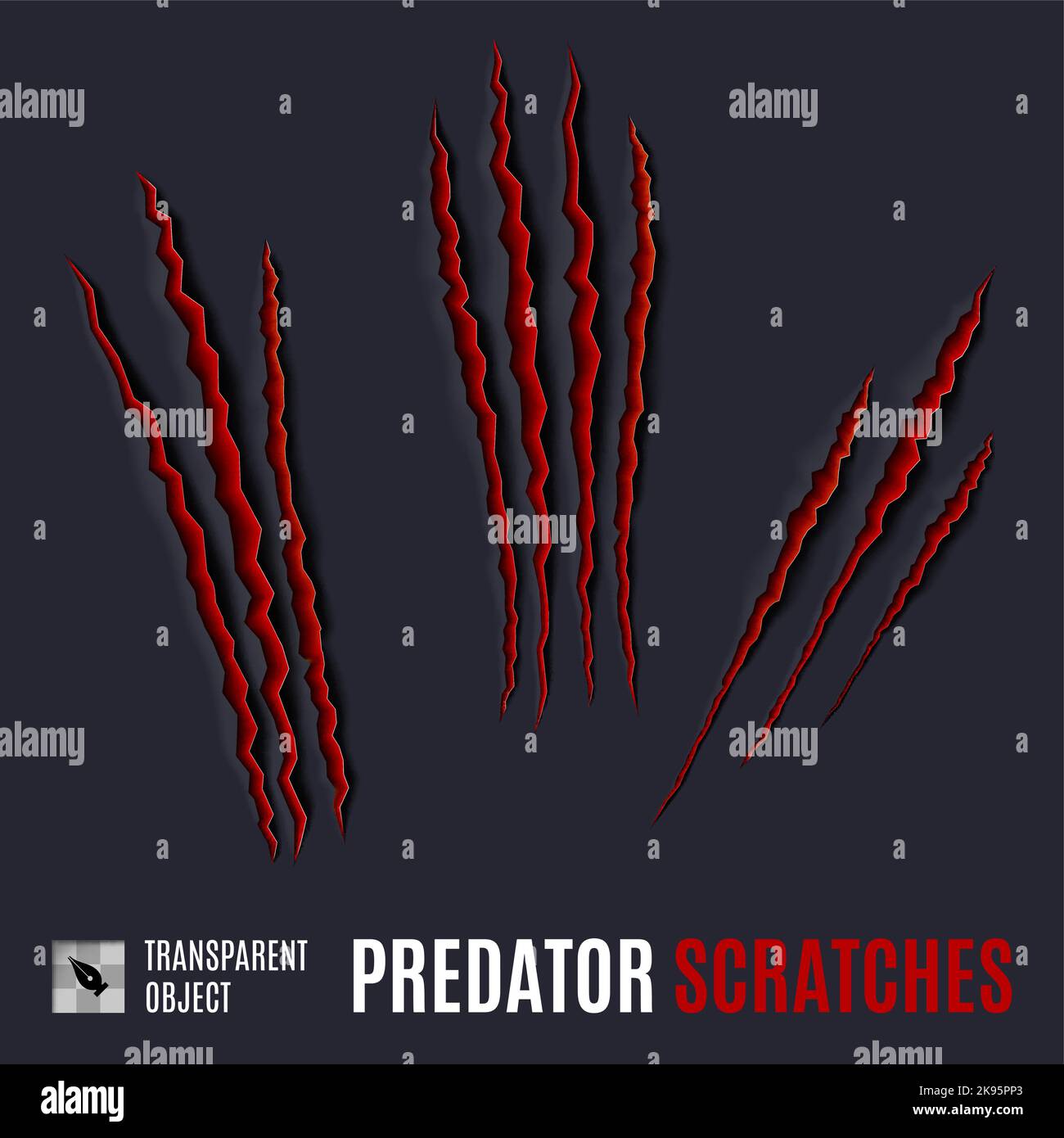 Animal Red Scratches on Dark Background. Paper Claws Animal Scratching ...