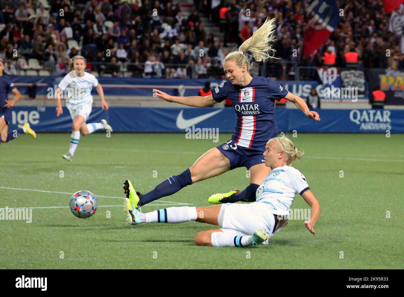PARIS, France. , . #13 Amanda Ilestedt of PSG vs #23 Pernille Harder ...