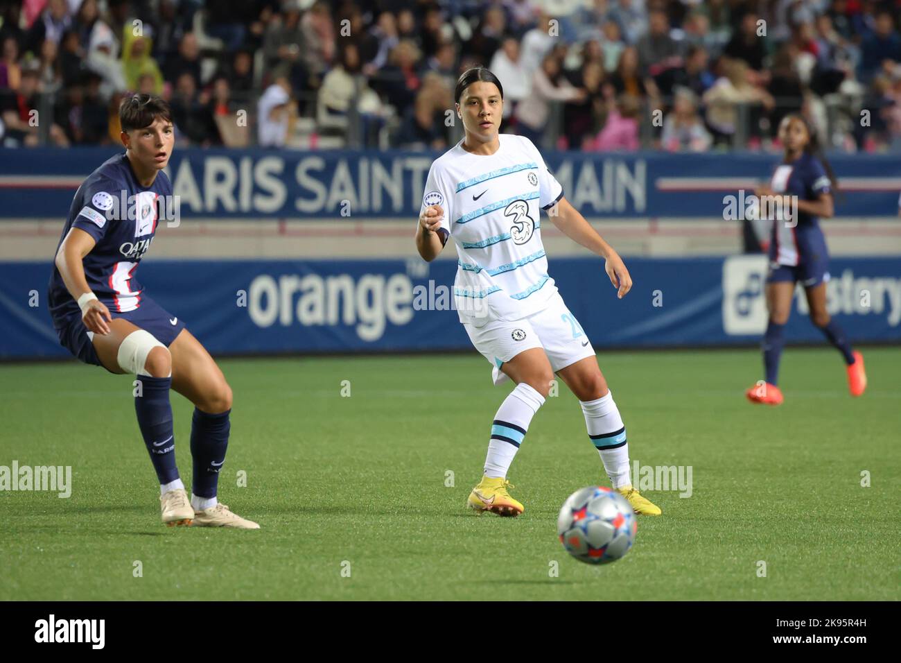 PARIS, France. , . 20 Samantha Kerr of Chelsea FC and #5 Elisa De ...