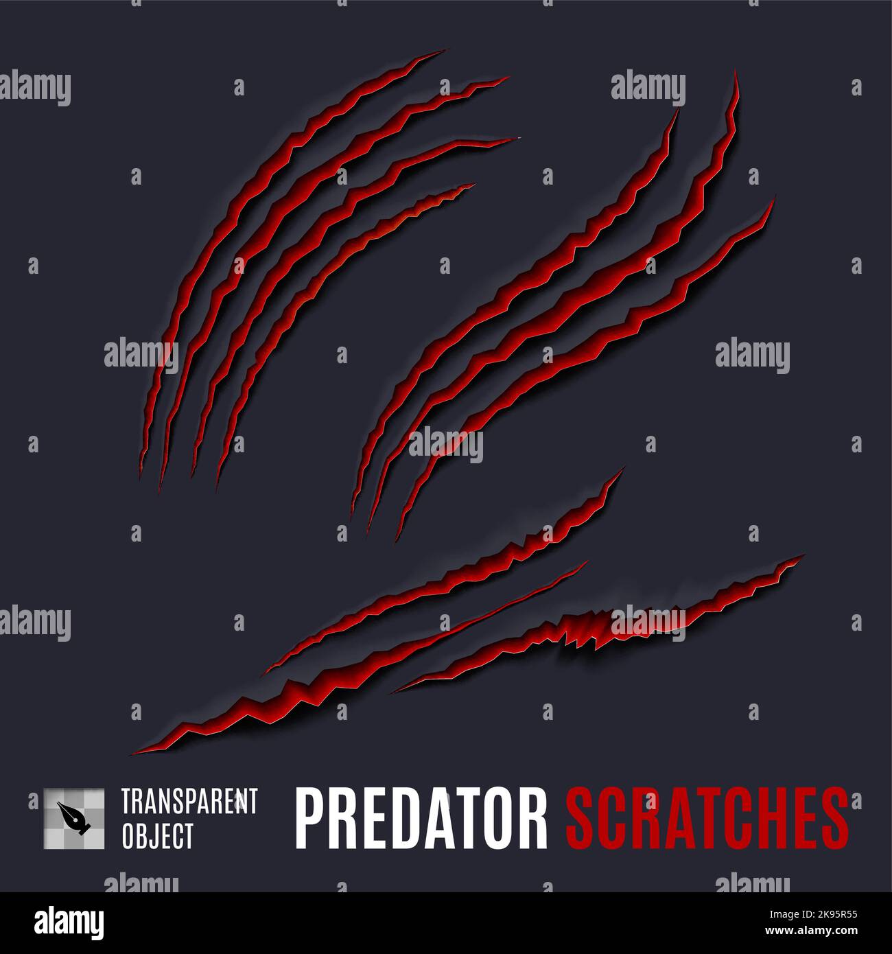 Animal Red Scratches on Dark Background. Claw Scratch Mark. Animal ...