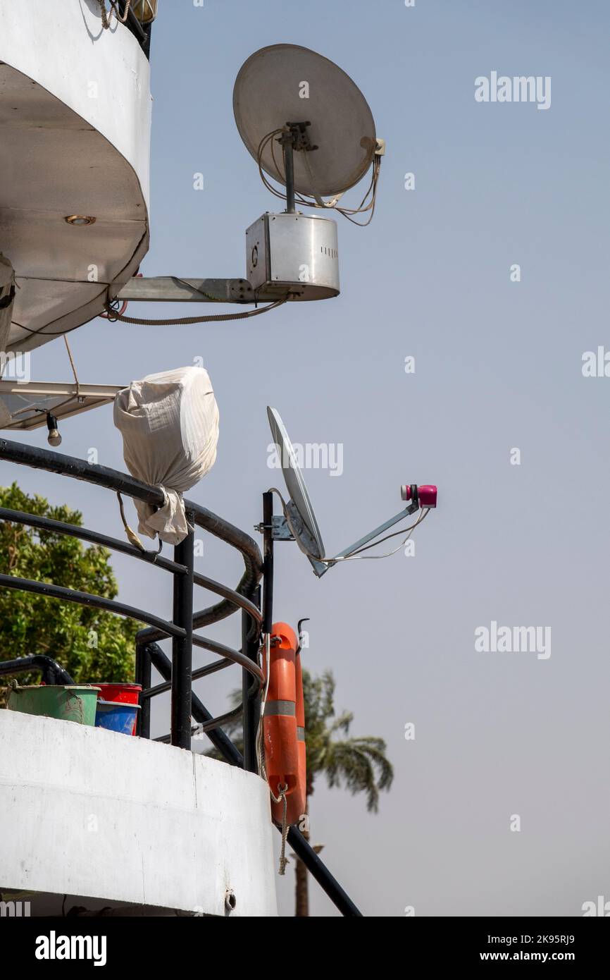 Technical instruments on the bridge deck of a Nile cruise ship Stock ...