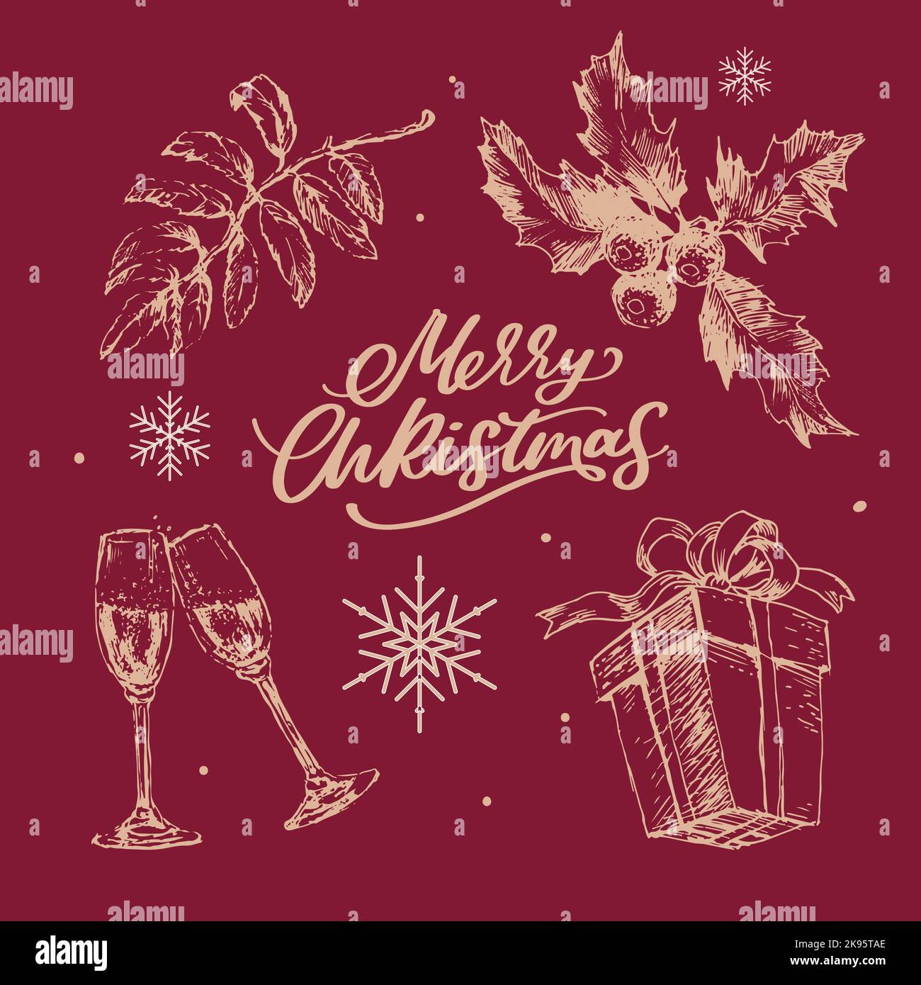 Merry Christmas. Happy New Year, 2023. Typography set. Vector logo ...