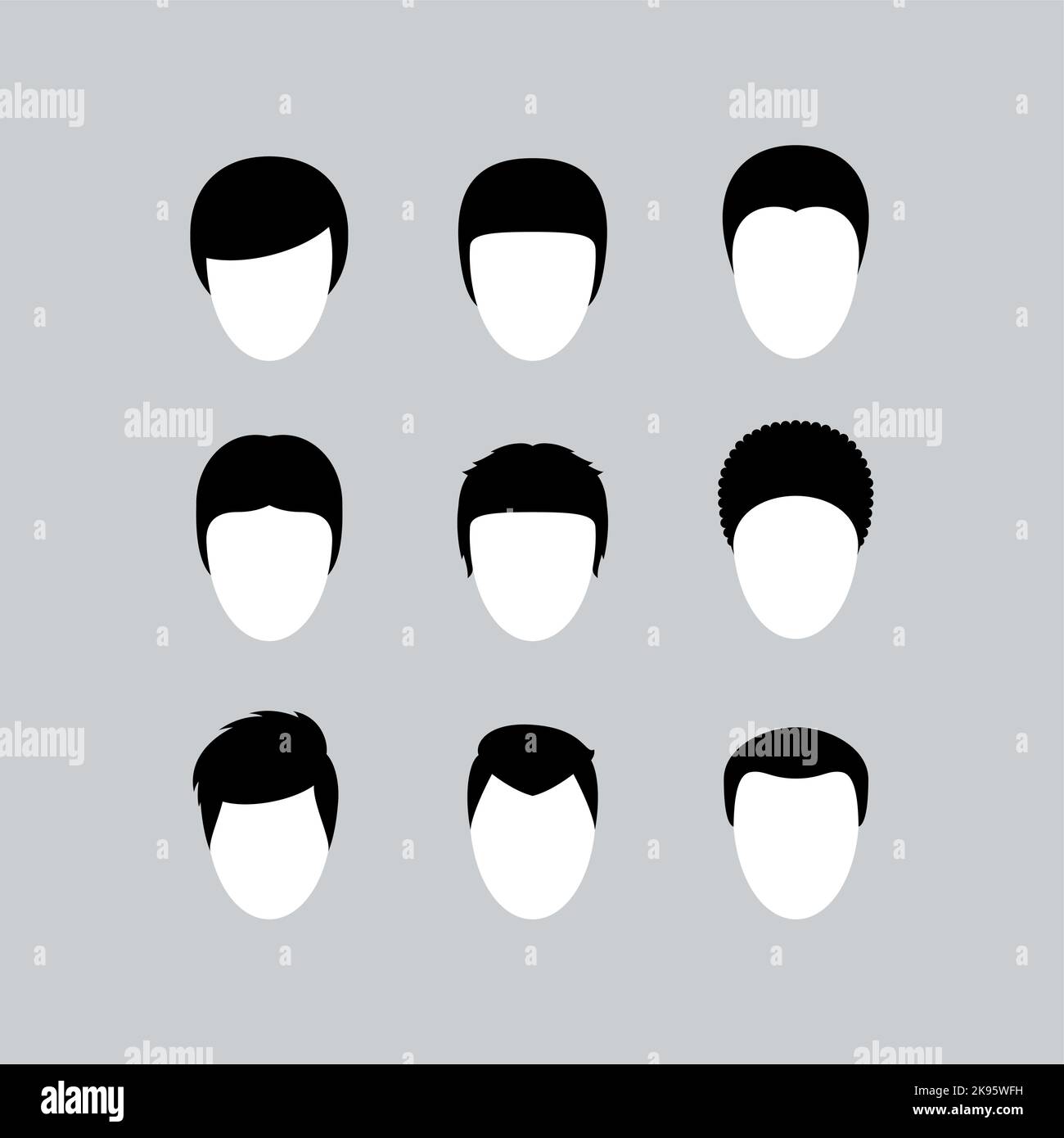 Set of Male Haircuts and Hairstyles Silhouettes Stock Vector Image ...
