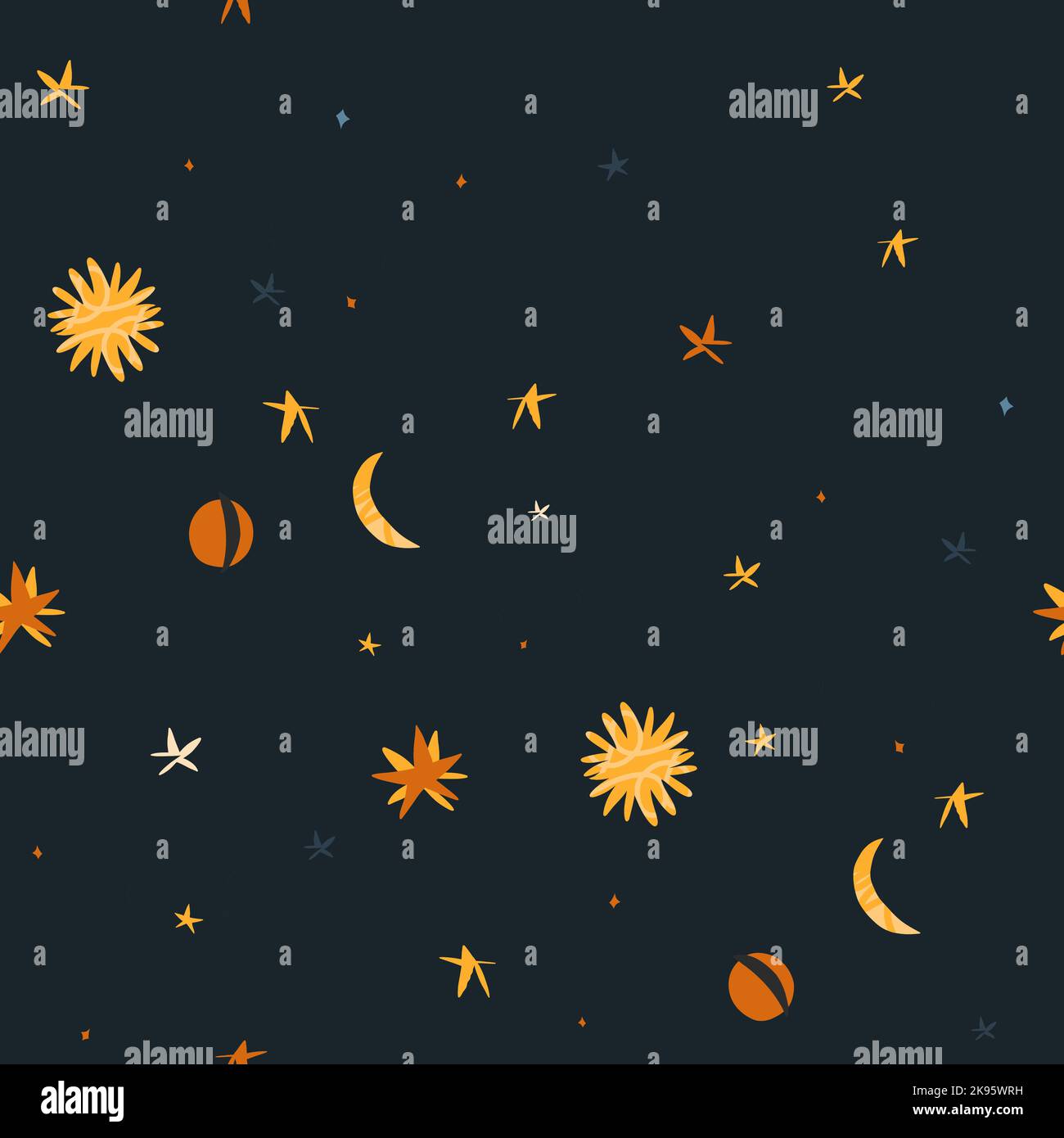 Magical cosmic illustration clipart seamless pattern with sun,moon and ...