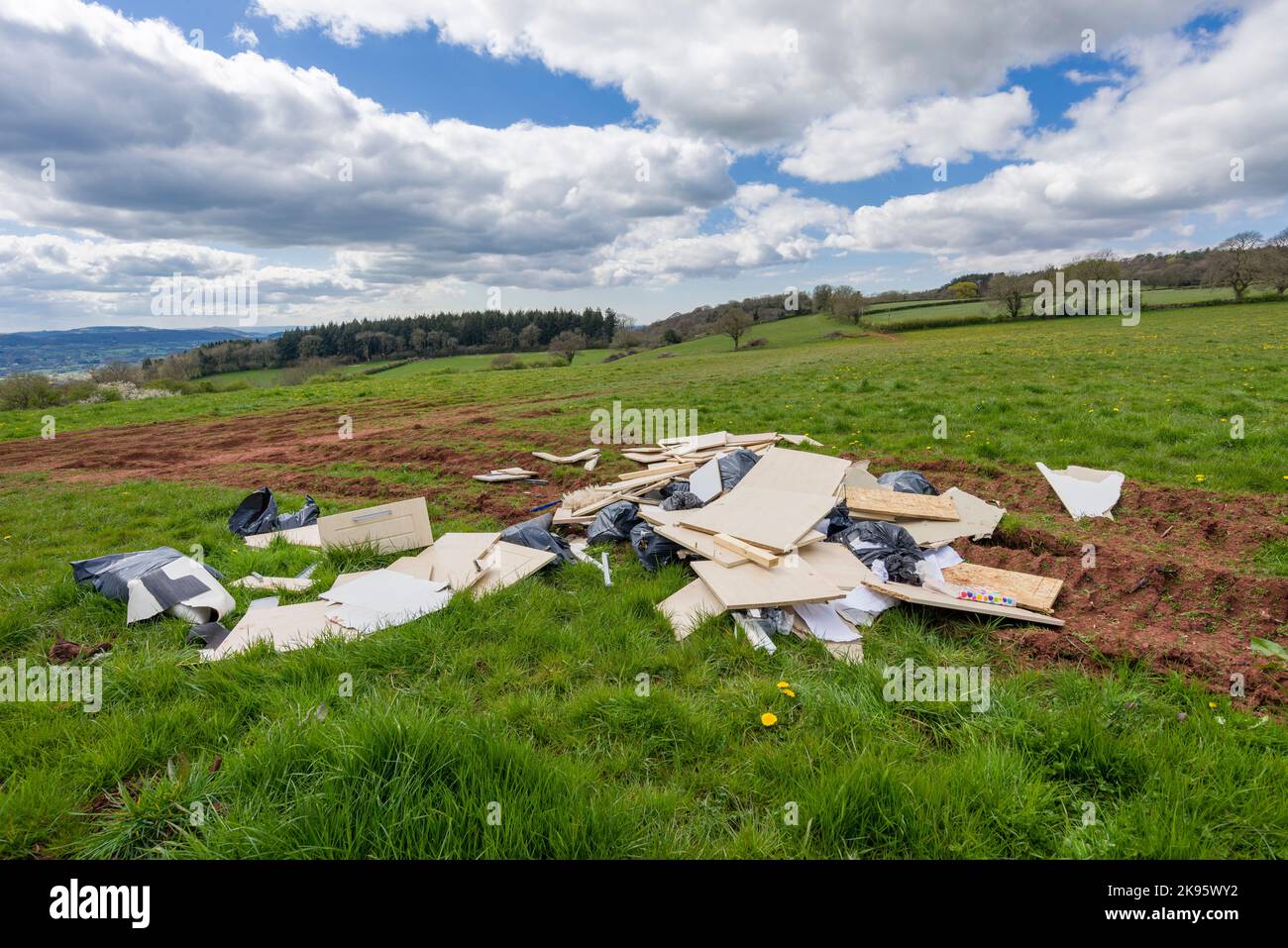 Fly-tipping in a field the North Somerset countryside, England Stock ...