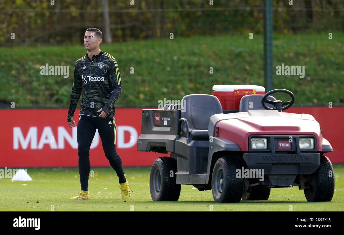 Manchester United's Cristiano Ronaldo during a training session at the ...