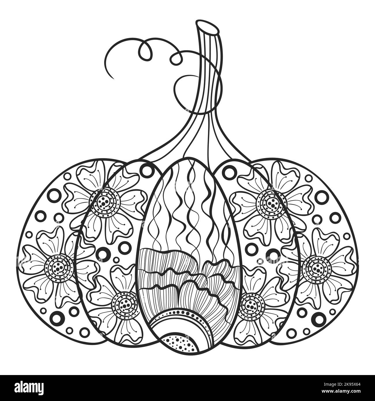 Pumpkin mandala. Coloring page for adult and kids Stock Vector Image ...