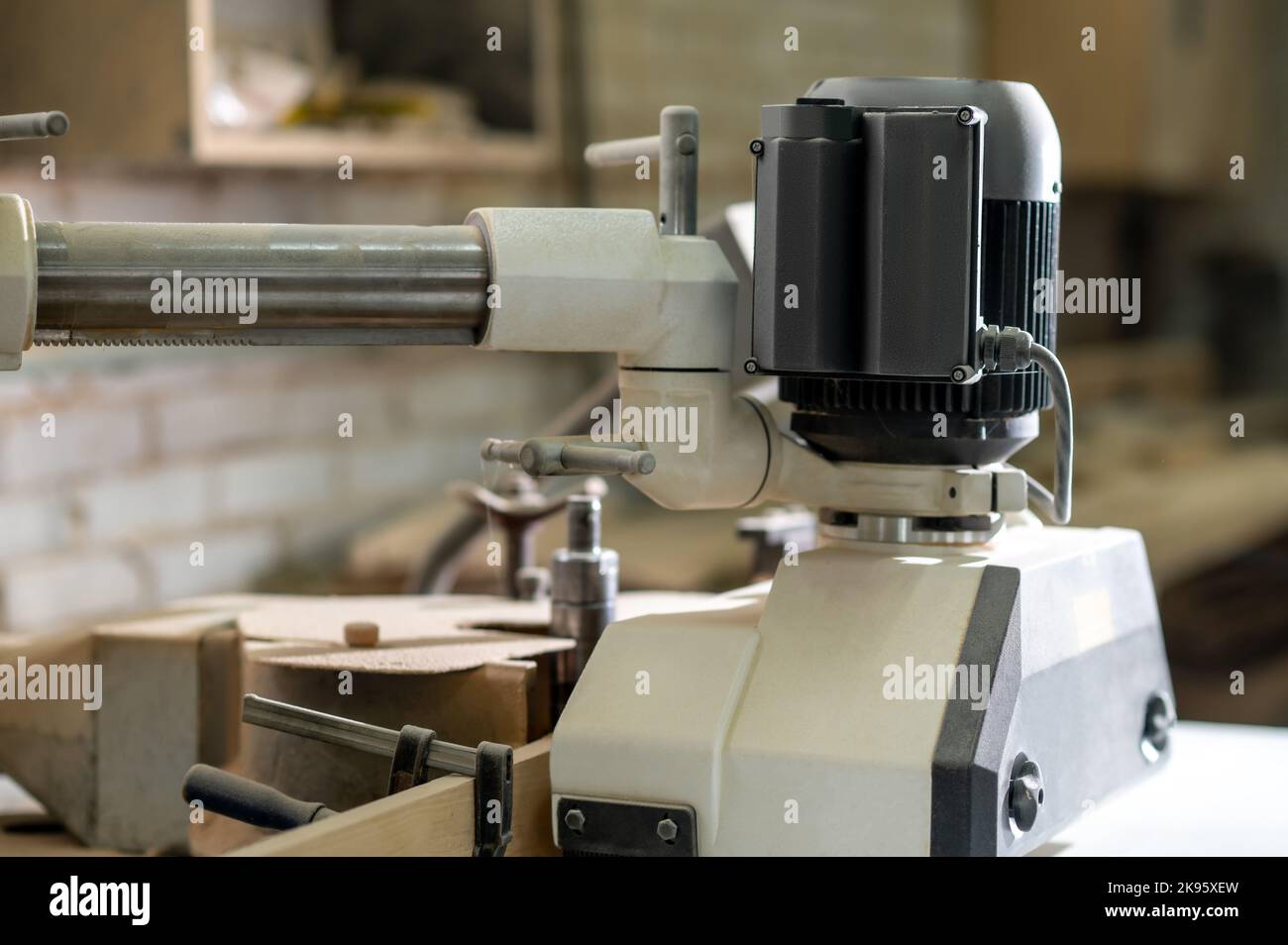 Close up picture of woodworking tools in a workshop Stock Photo - Alamy
