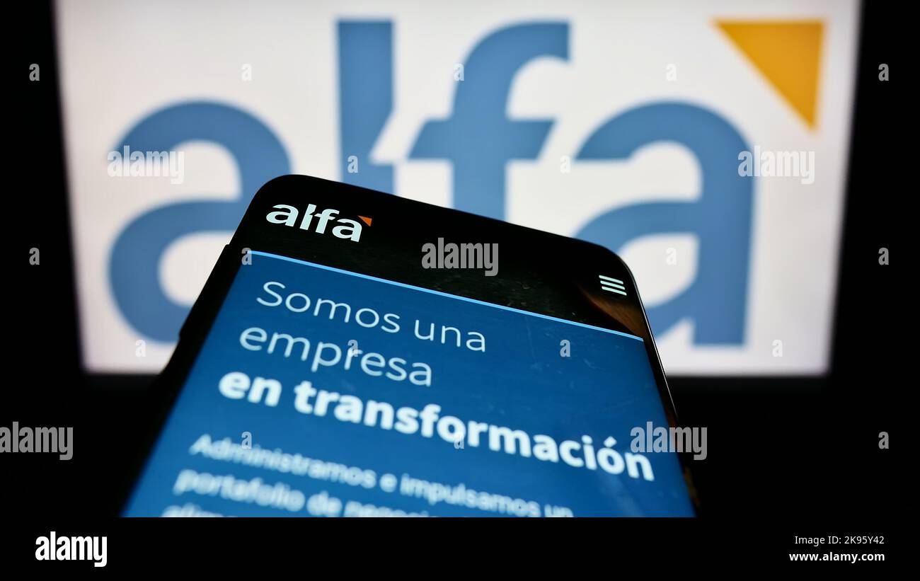Smartphone with website of Mexican company Alfa S.A.B. de C.V. on ...