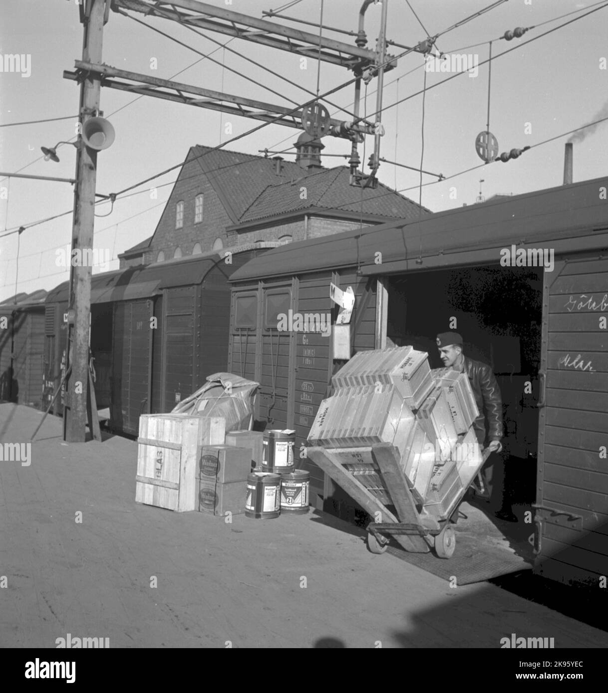 State Railways SJ freight wagon 47207. Piece property at Norra Station ...