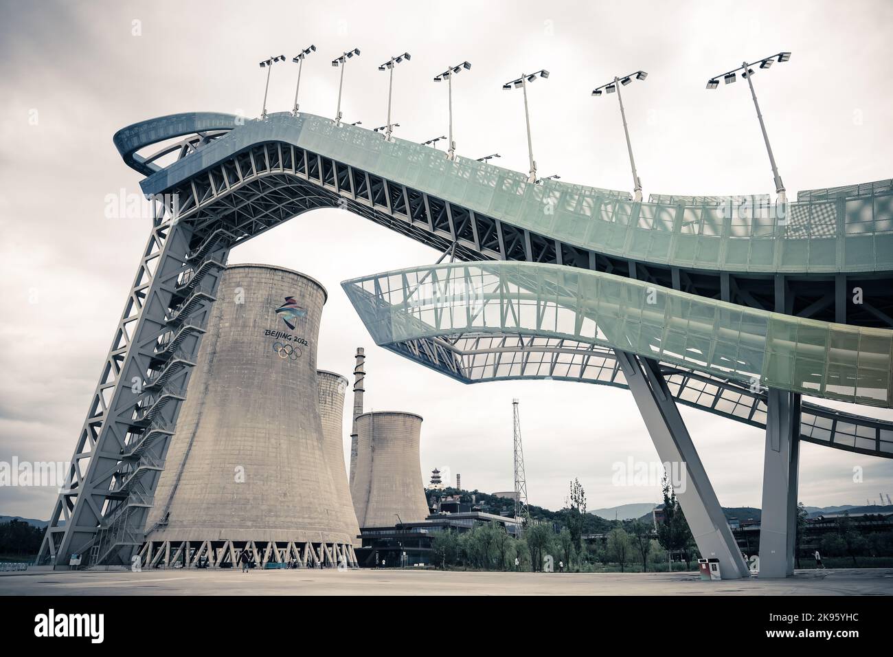 A low angle shot of the Big Air ski jump of Winter Olympics 2022 in ...