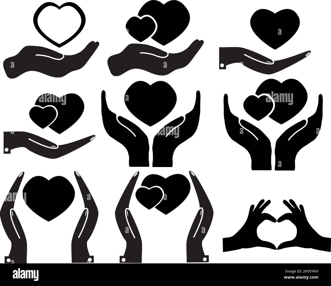 Hand hold a heart icon on white background. heart and hand icon care ...