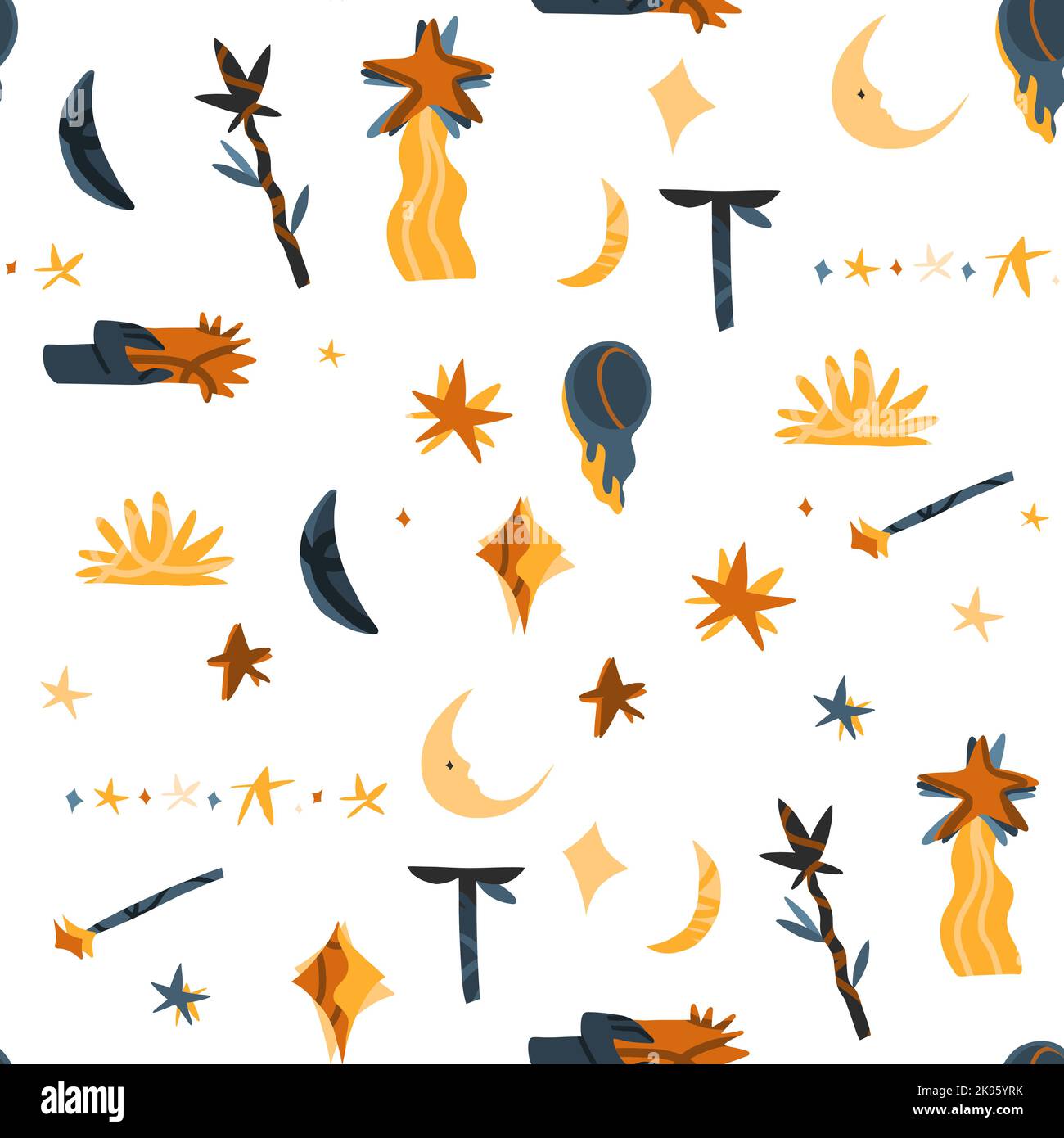 Magical cosmic illustration clipart seamless pattern with sun,moon and ...