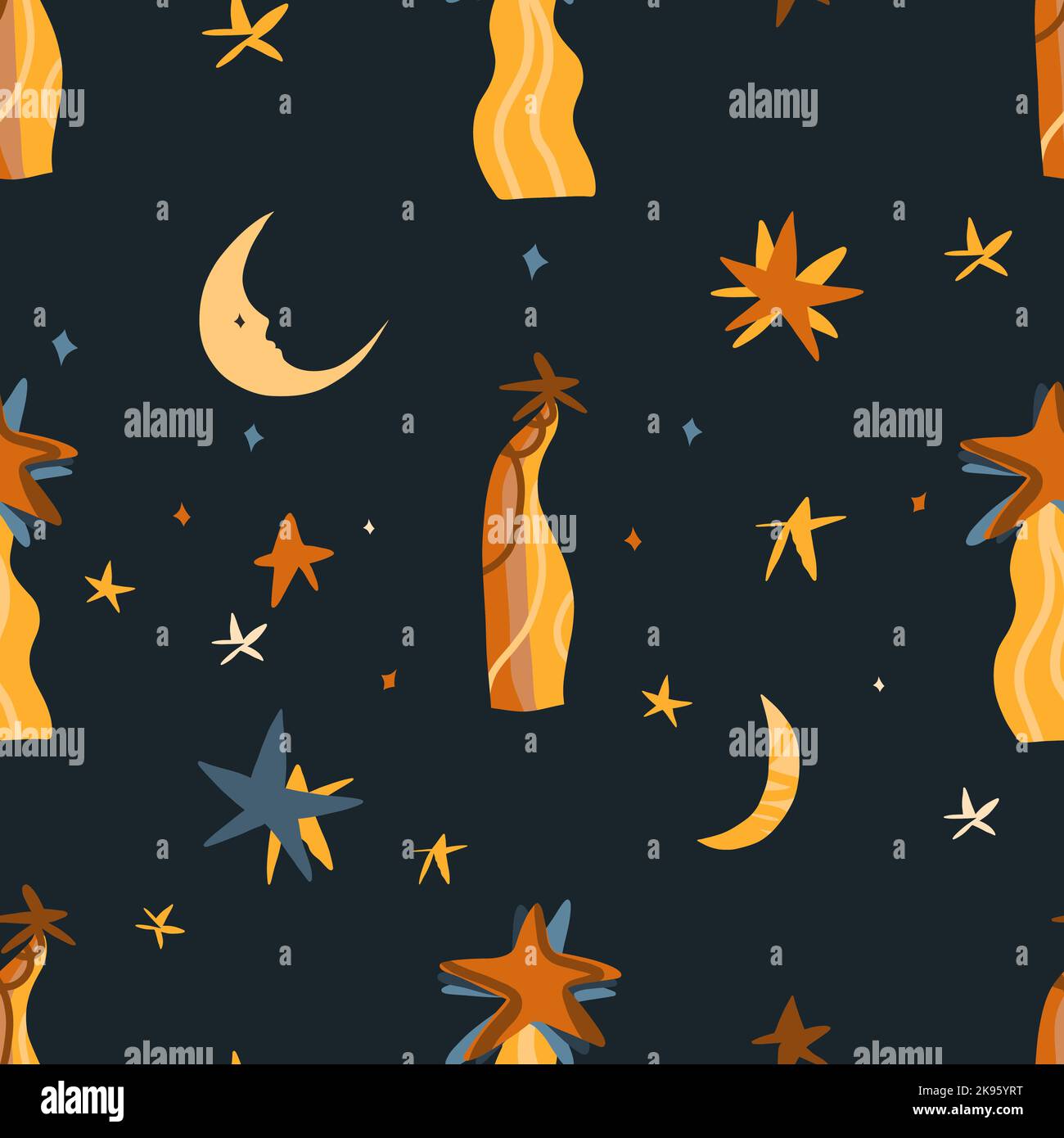 Magical cosmic illustration clipart seamless pattern with sun,moon and ...