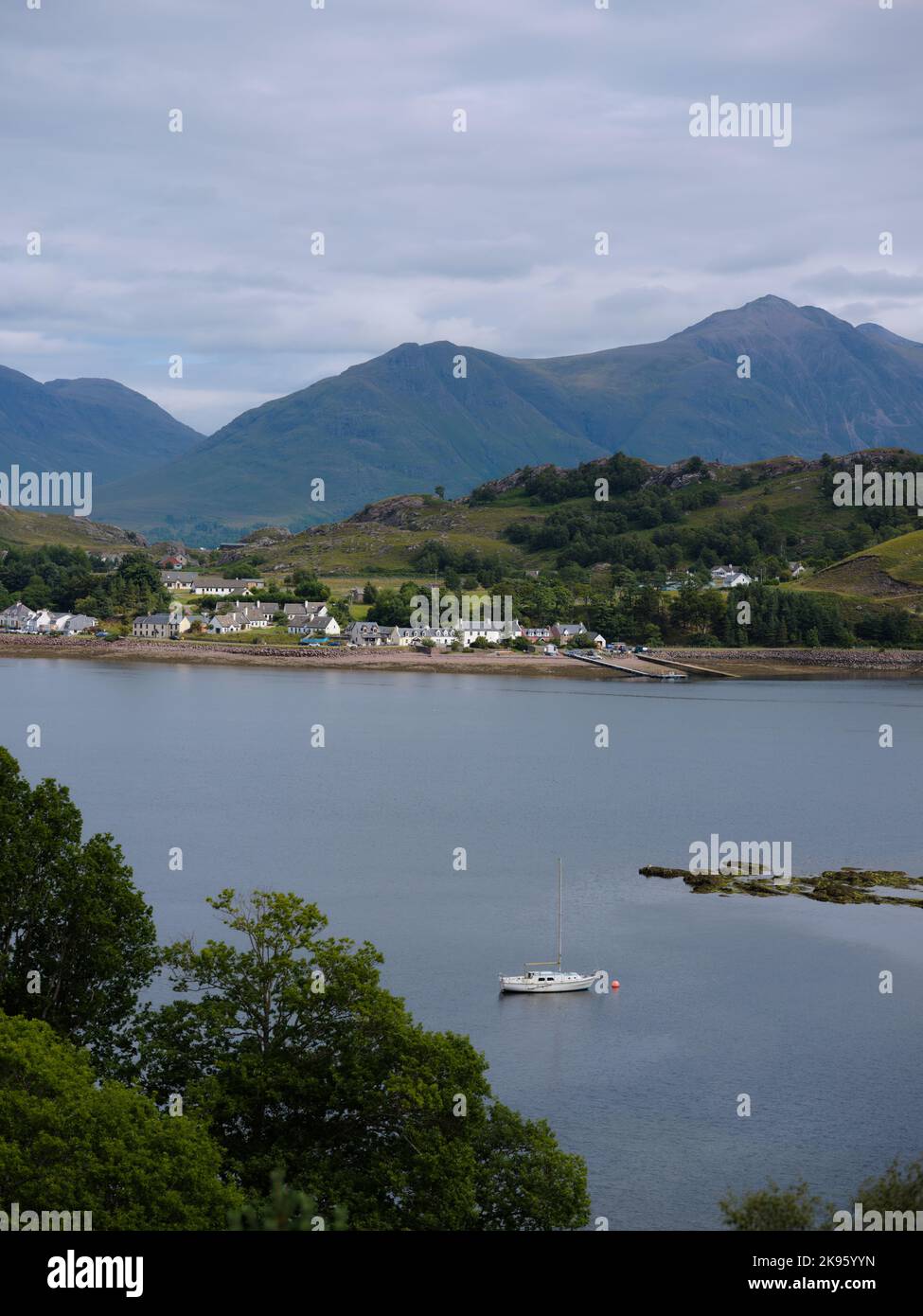 Shieldaig village and the summer Loch Shieldaig landscape in Wester ...