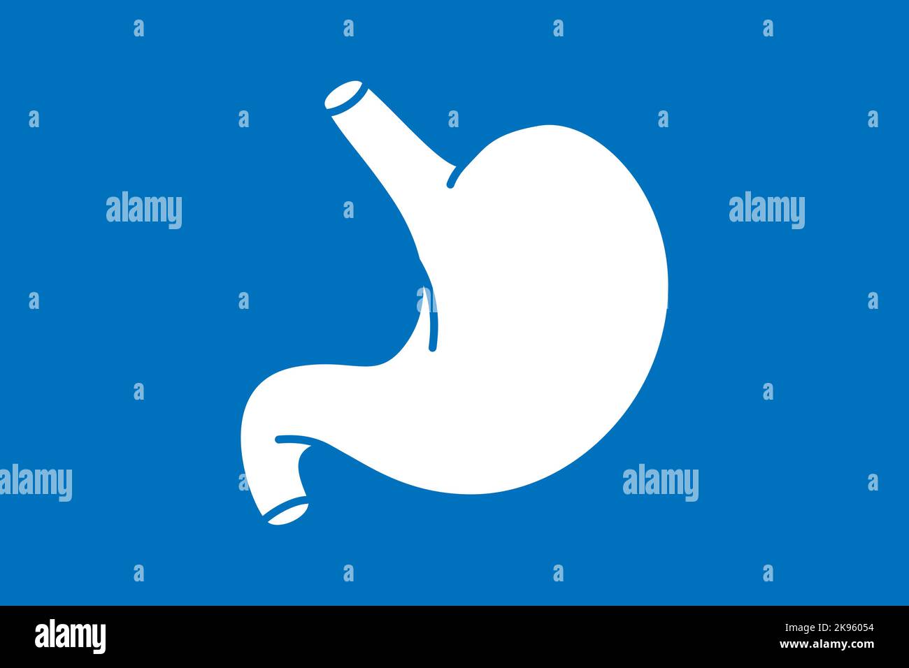 Human stomach symbol isolated on blue background. Human organ icon ...