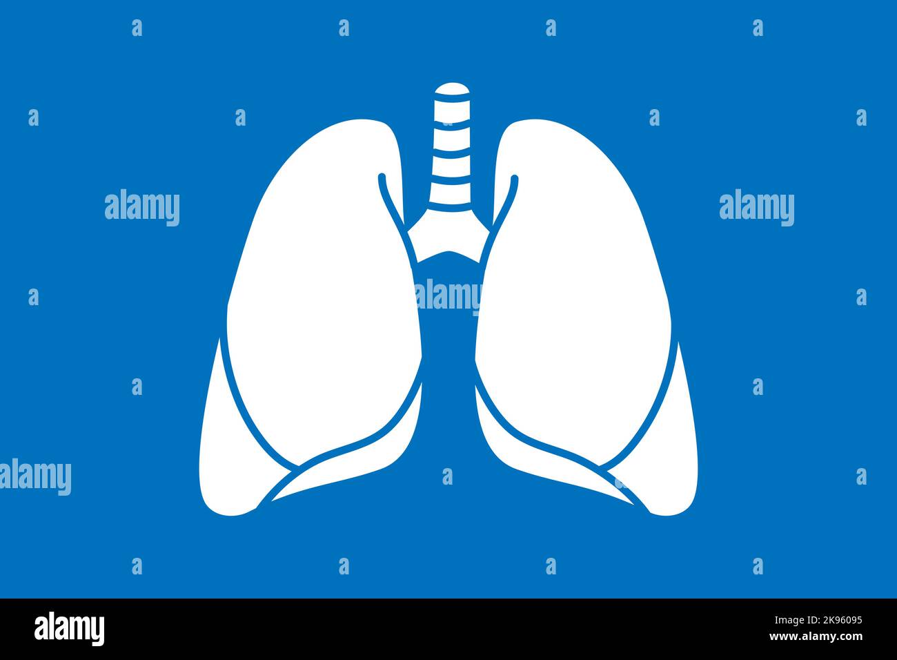 Human lungs symbol isolated on blue background. Human organ icon ...