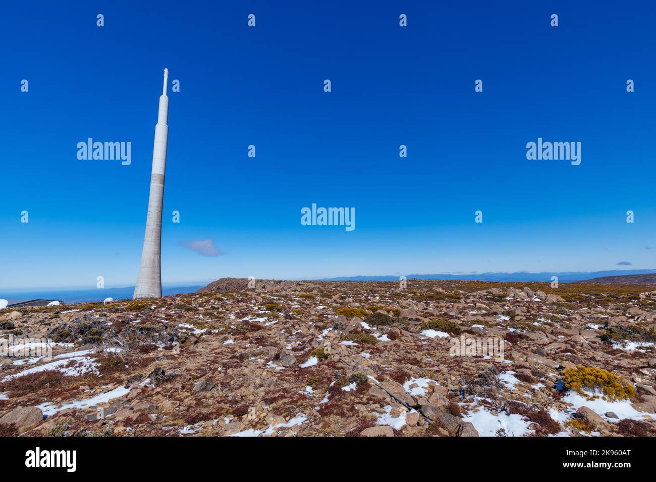 Broadcast Australia Tower on the summit of Mt Wellington on a cold ...