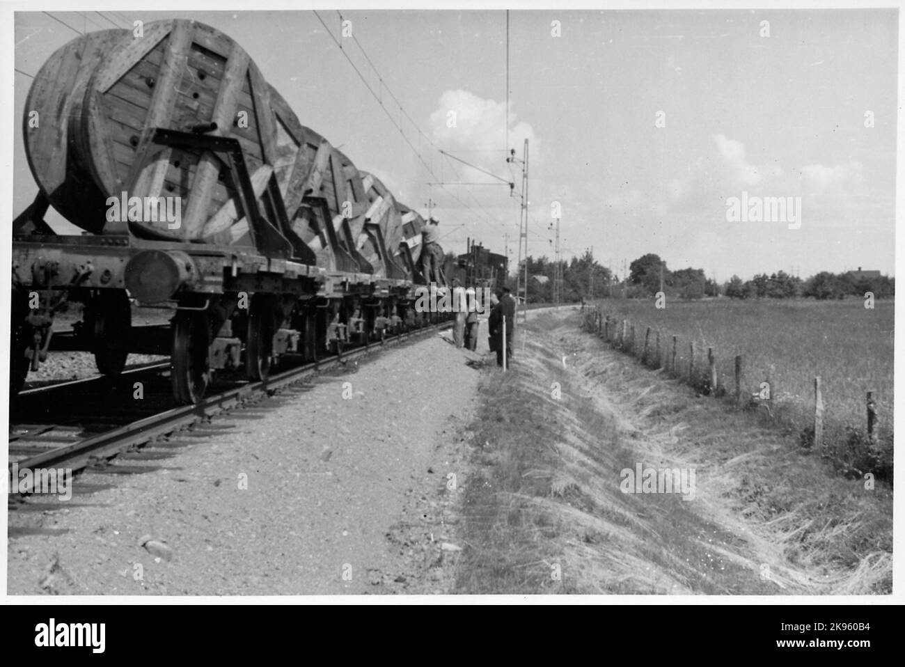 Telephone cable laying on the line between Norrköping and Mjölby Stock ...