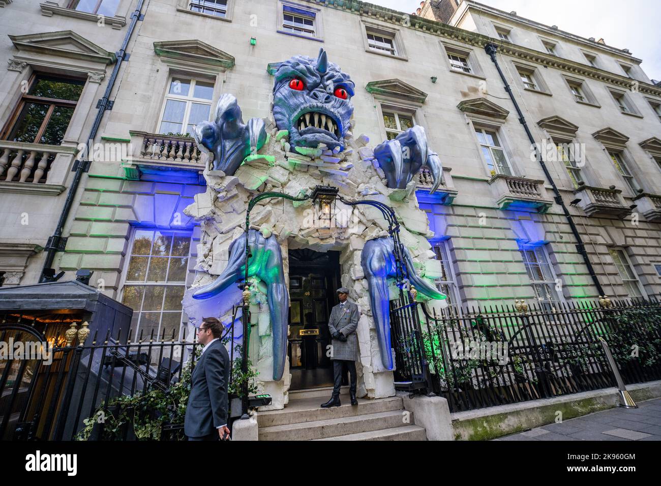 London UK. 26 October 2022 . Halloween inspired facade at Annabel's ...
