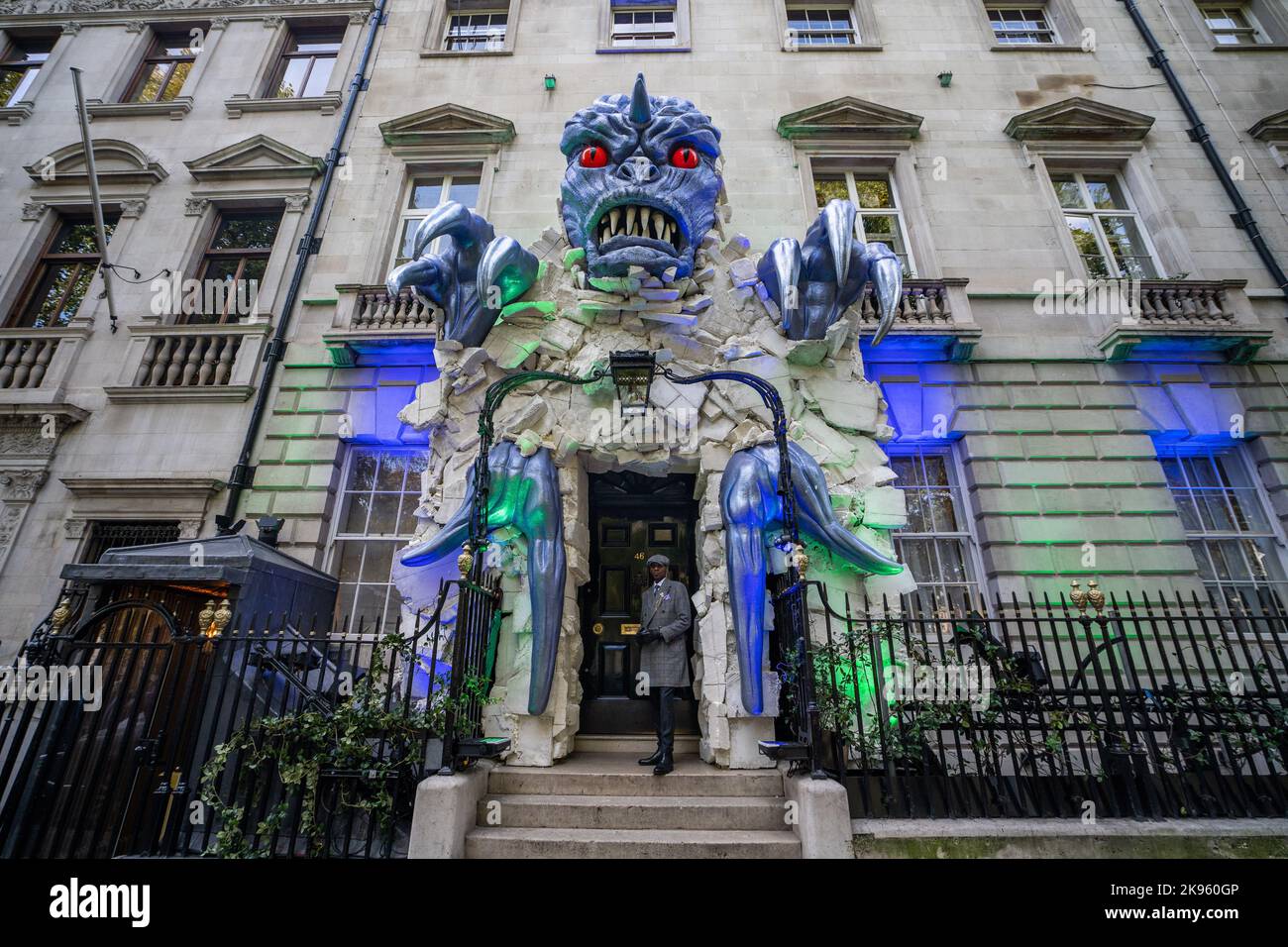 London UK. 26 October 2022 . Halloween inspired facade at Annabel's ...