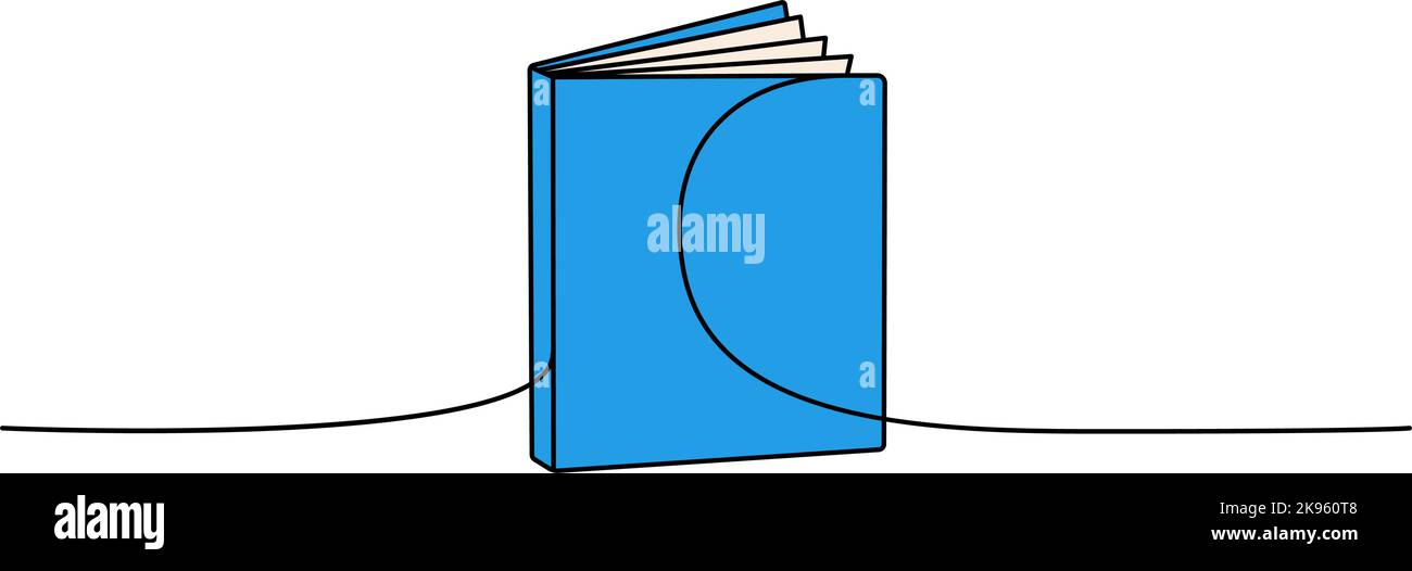 Closed book one line colored continuous drawing. Bookstore, library ...