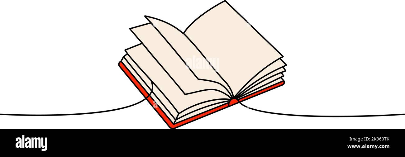 Closed book one line colored continuous drawing. Bookstore, library ...